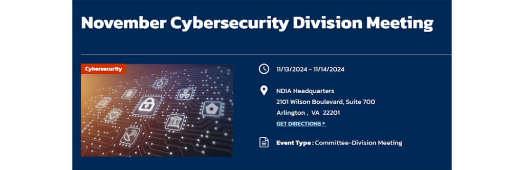 NDIA November Cybersecurity Division Meeting – FutureFeed | CMMC~NIST~DFARS
